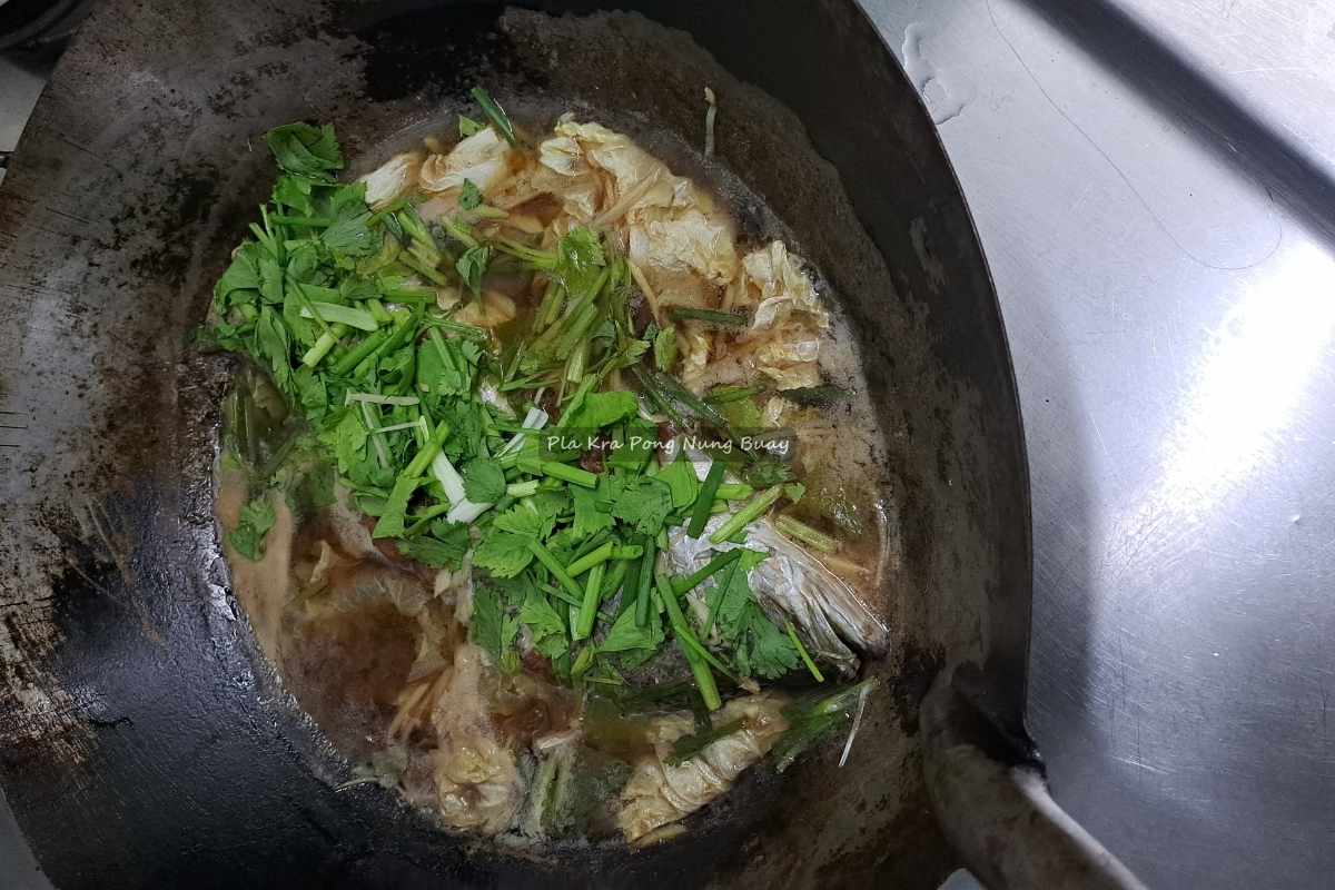 Pla Kra Pong Nung Buay – Thai Steamed Sea Bass with Plum Sauce – Gin Aroy
